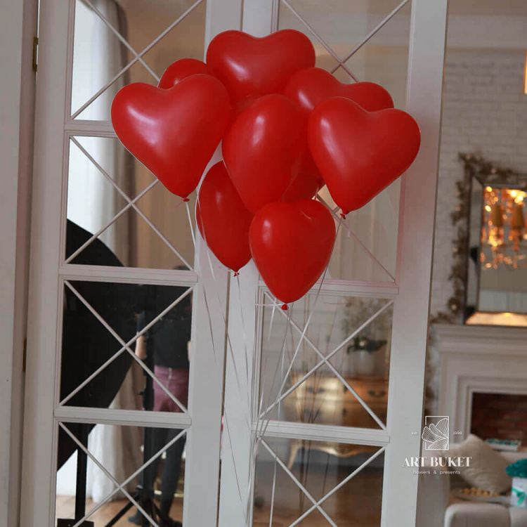 Доставка 9 гелиевых шаров в виде сердца по Караганде - Арт-букет